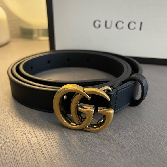 Gucci | Accessories | Gucci Womens Leather Belt With Double G Buckle ...